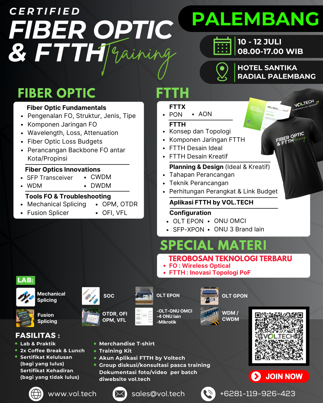 Certified Fiber Optic & FTTH Training Palembang 10 - 12 Juli 2024 | Voltech